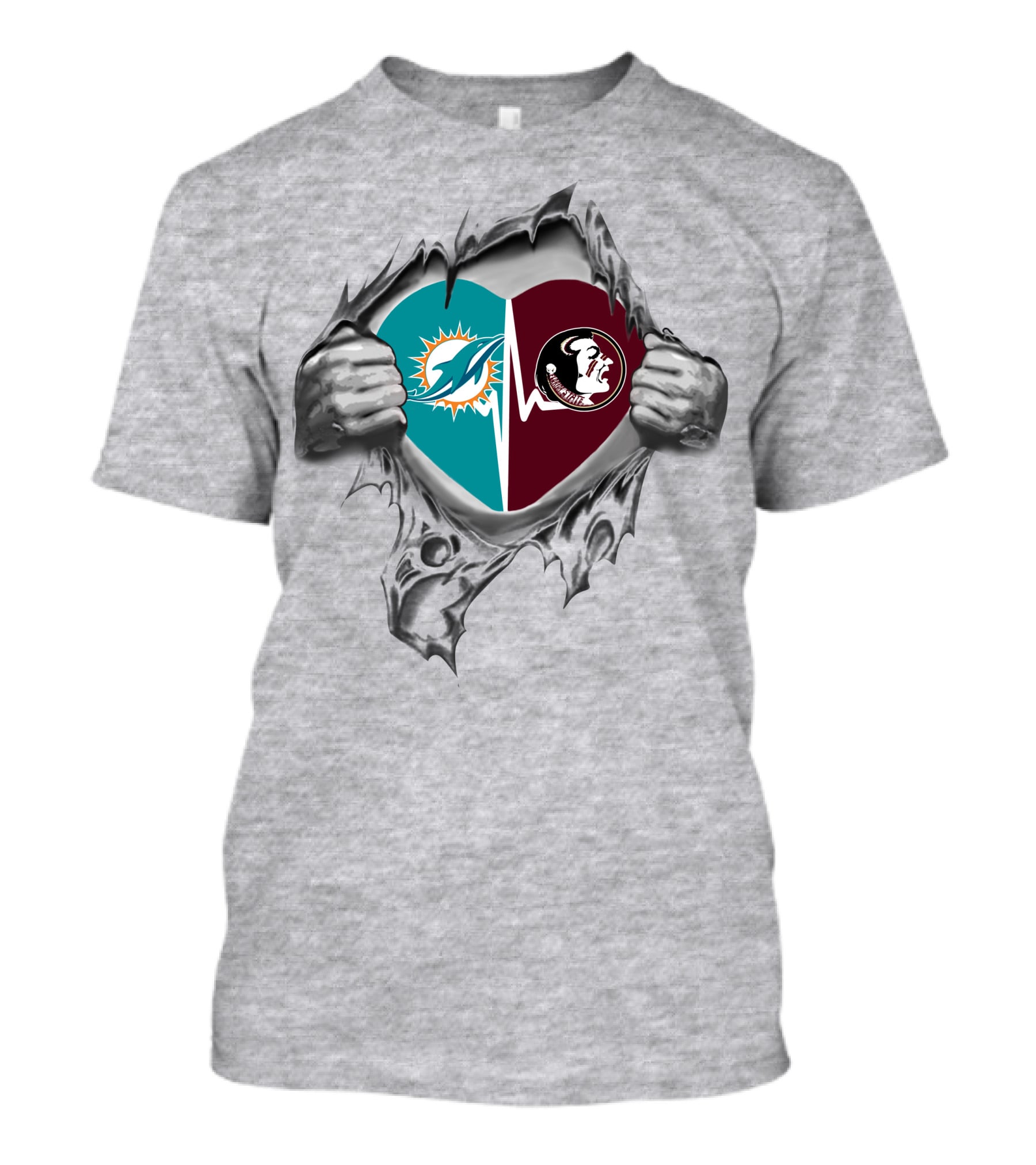Dolphins Seminoles Heartbeat Passion T-Shirt