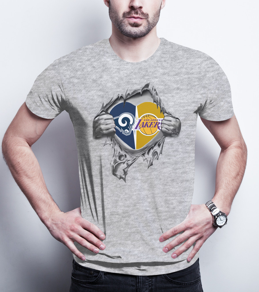 Rams Lakers Heart Torn Open Pride T-Shirt