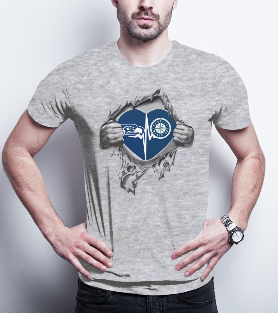 Heart Of Seattle Seahawks Mariners Passion T-Shirt