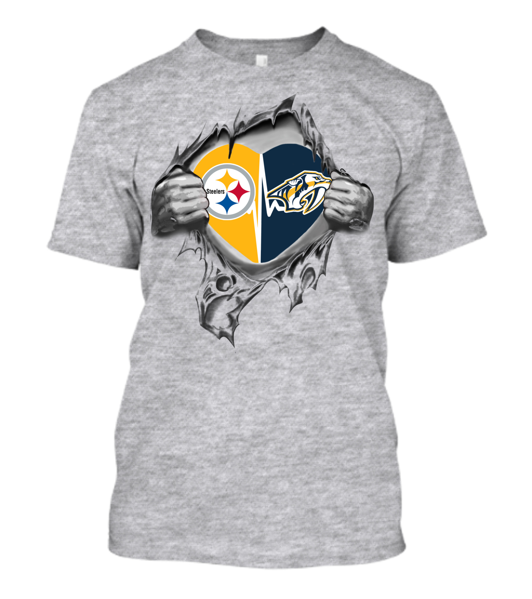 Steelers Predators Heart Logo Ripped T-Shirt