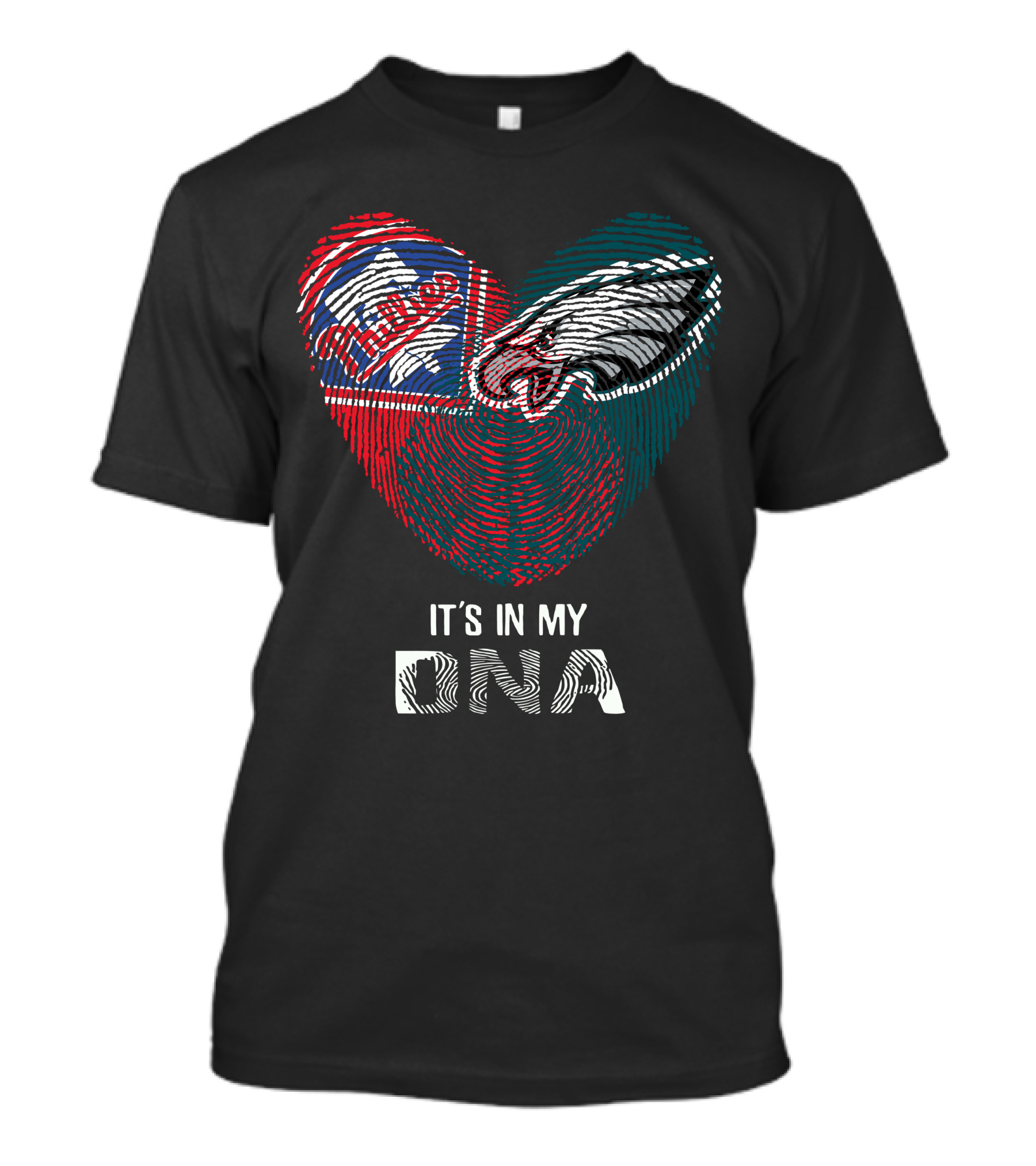 Eagles Phillies Heart Shaped Fingerprint It's In My DNA T-Shirt