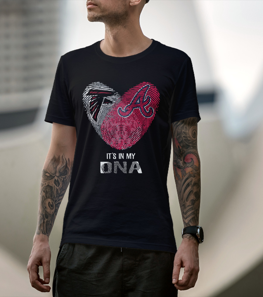 Falcons Braves It's In My Dna Fingerprint Heart T-Shirt