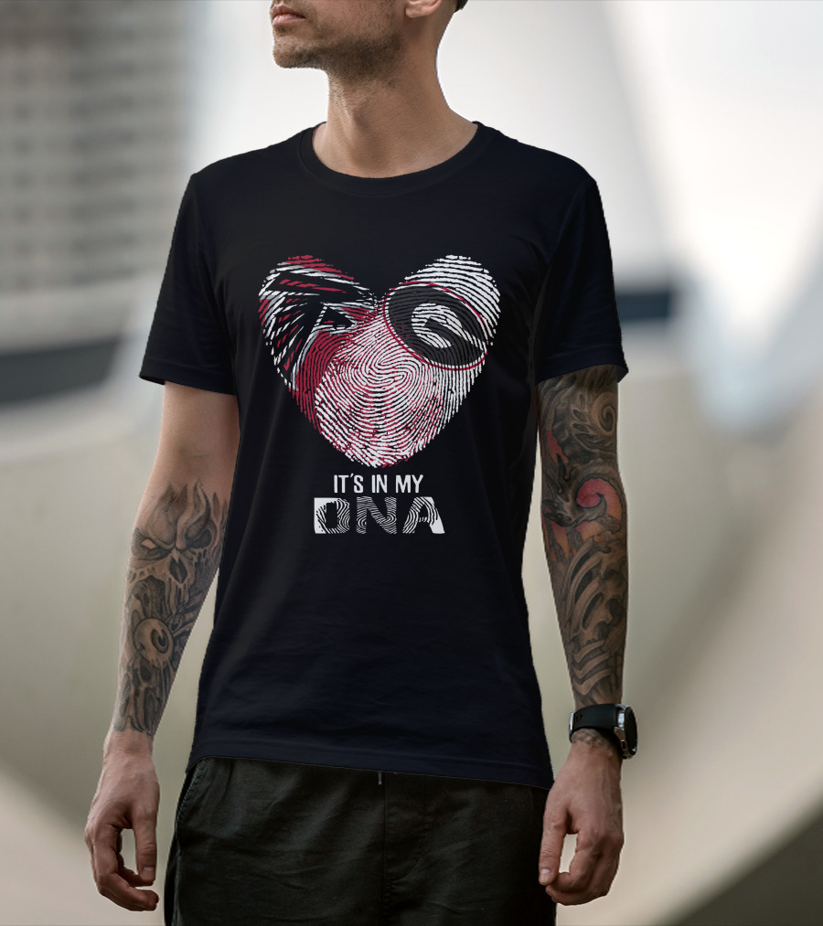 Falcons Bulldogs Heart It's In My Dna Fingerprint T-Shirt