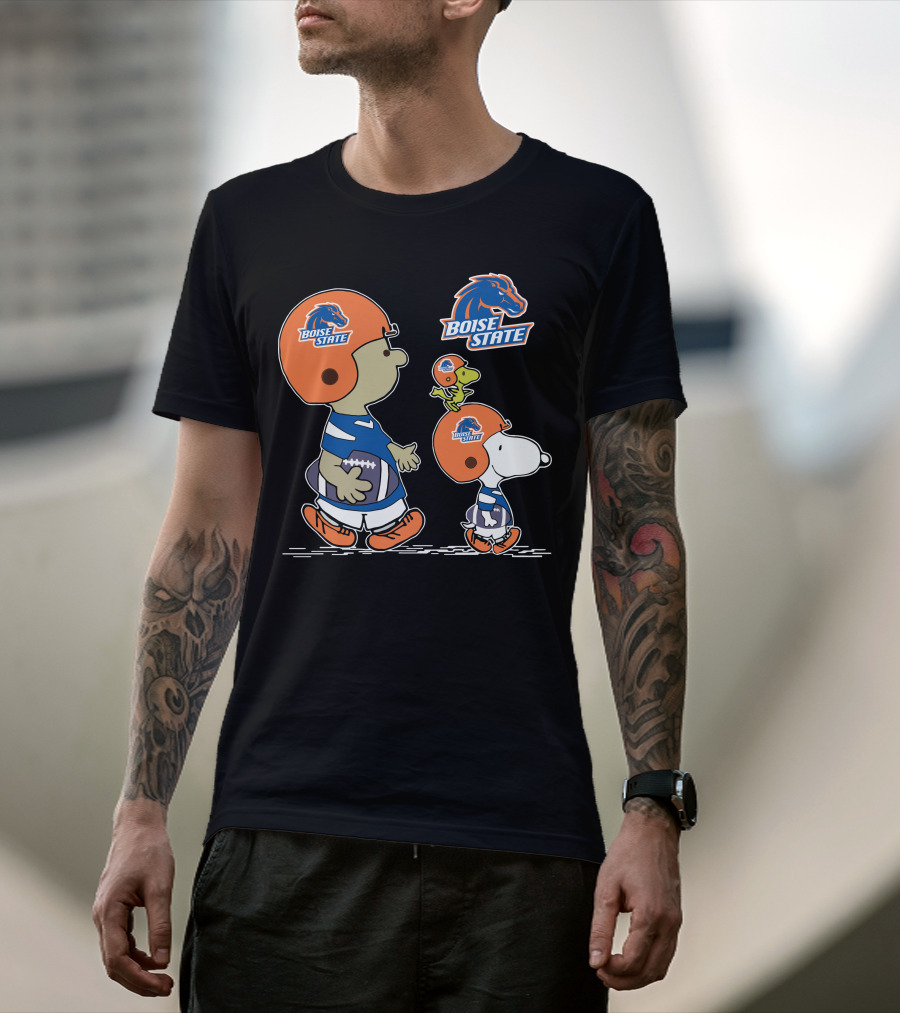 Boise State Broncos Snoopy And Woodstock Football Adventure T-Shirt
