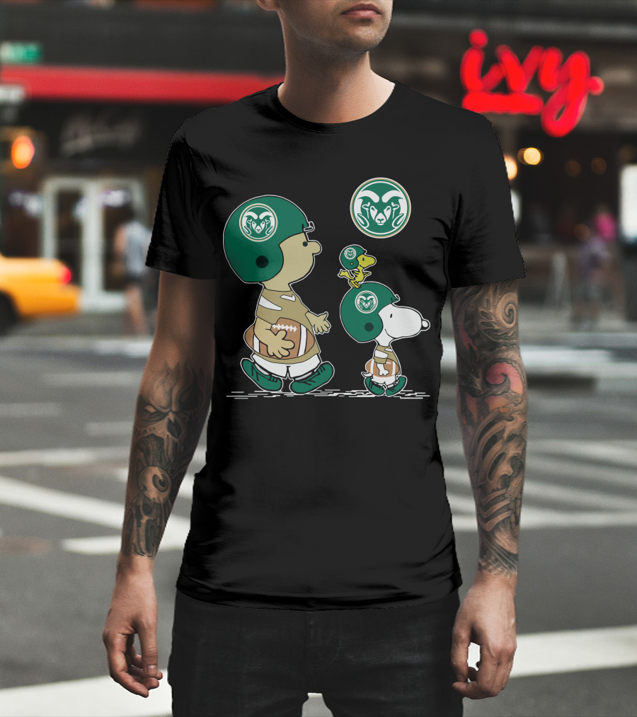 Colorado State Rams Football Snoopy And Woodstock Team Helmet T-Shirt