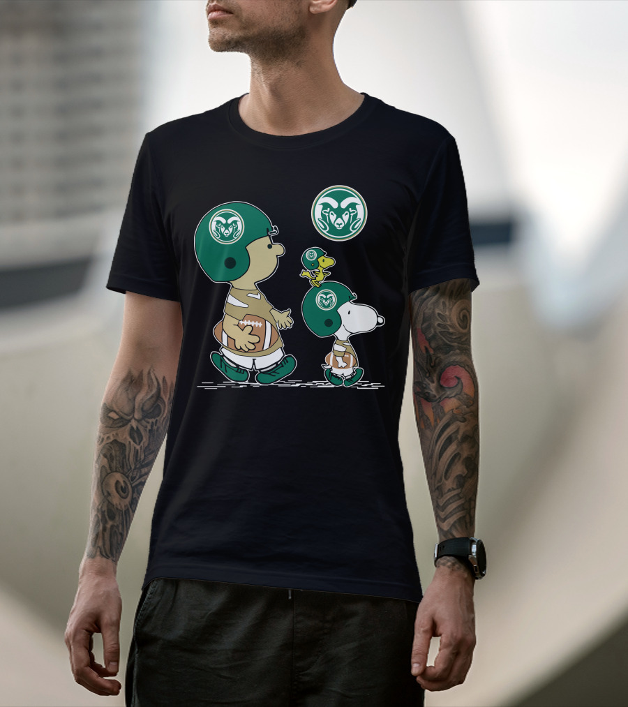 Colorado State Rams Football Snoopy And Woodstock Team Helmet T-Shirt