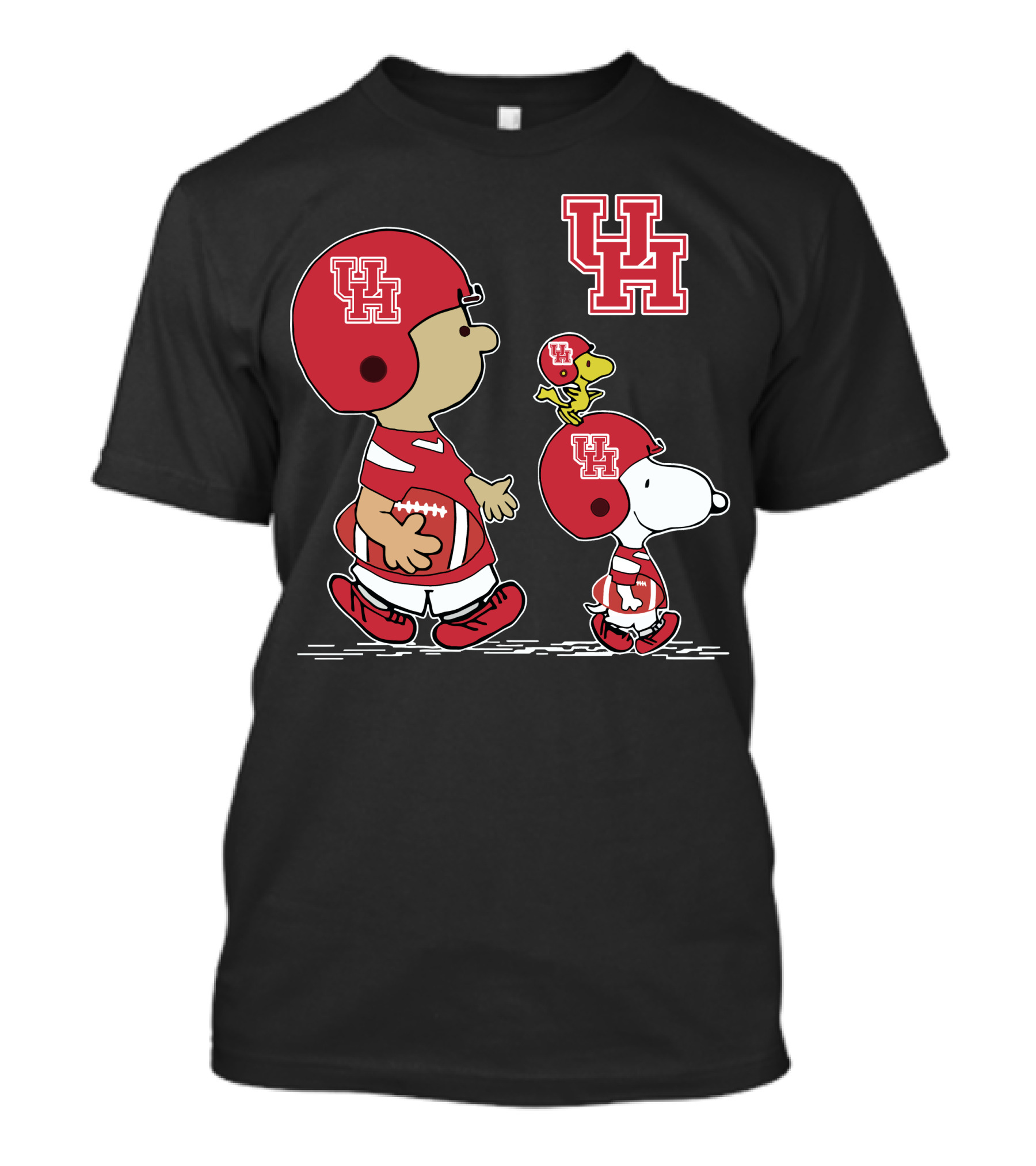 Houston Cougars Snoopy Football Team UH Logo Charlie Brown Woodstock T-Shirt