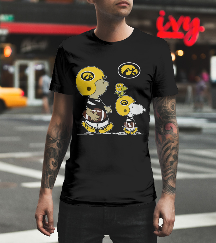 Iowa Hawkeyes Snoopy Football Peanuts Characters With Helmets T-Shirt