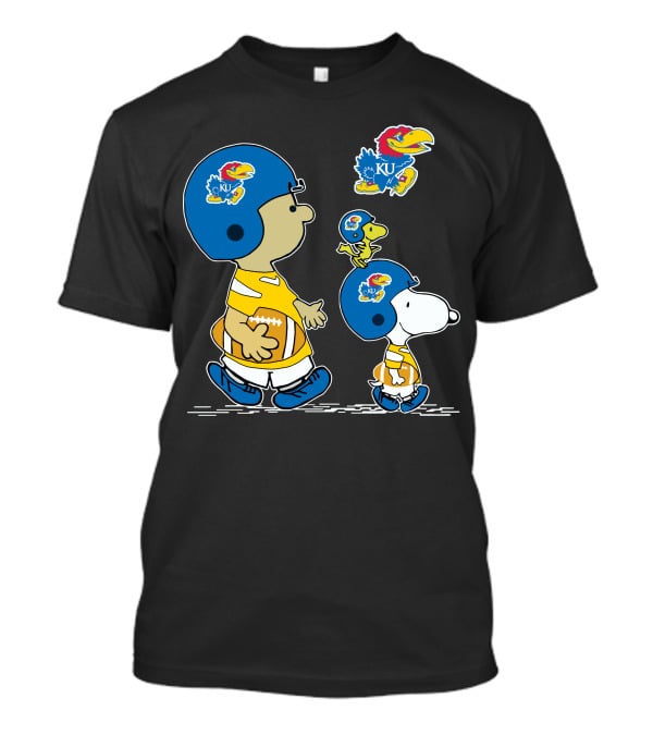 Kansas Jayhawks Snoopy Football Peanuts Characters T-Shirt