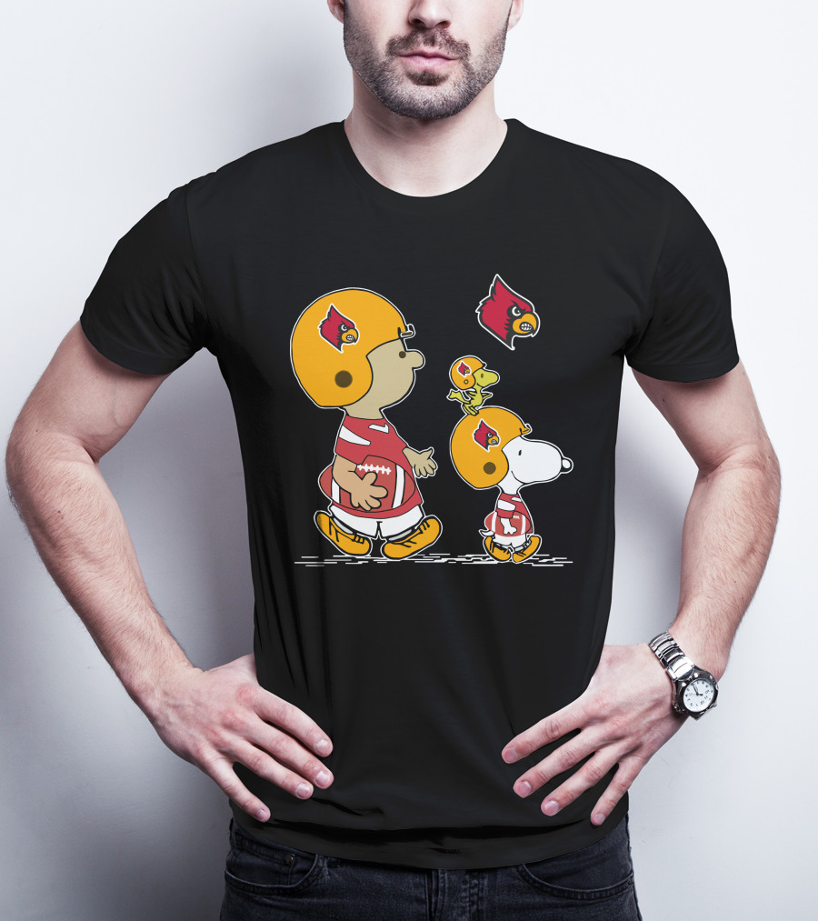 Louisville Cardinals Snoopy Woodstock Football Helmets And Jerseys T-Shirt