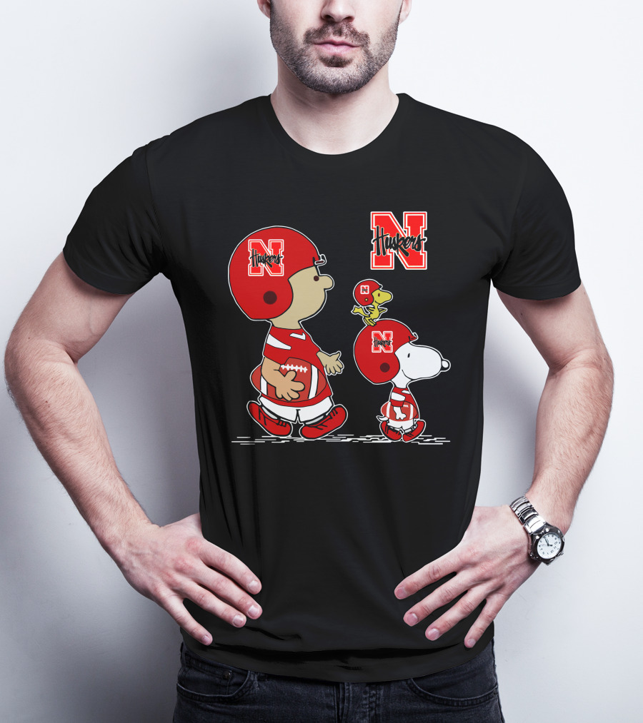 Nebraska Huskers Snoopy Woodstock Football Team Fan Gear T-Shirt