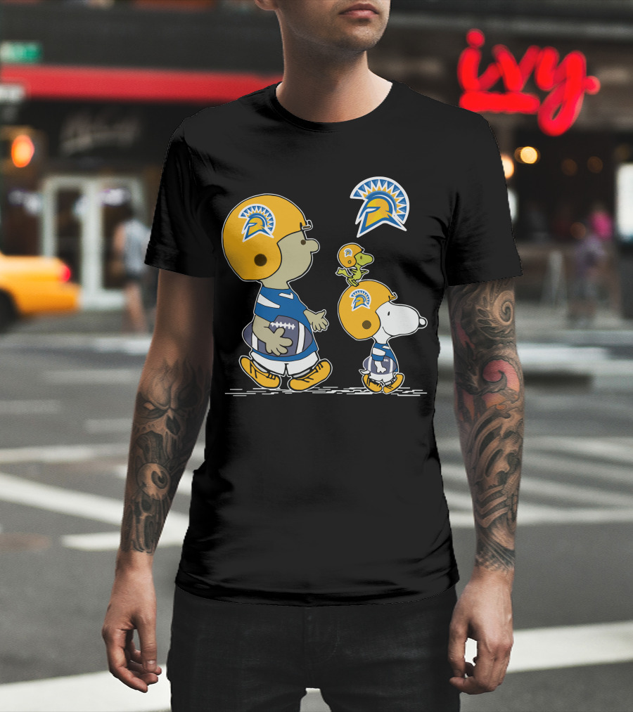 San Jose State Spartans Snoopy And Woodstock Football Helmet T-Shirt