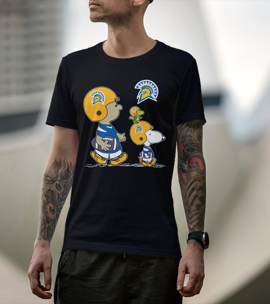 San Jose State Spartans Snoopy And Woodstock Football Helmet T-Shirt