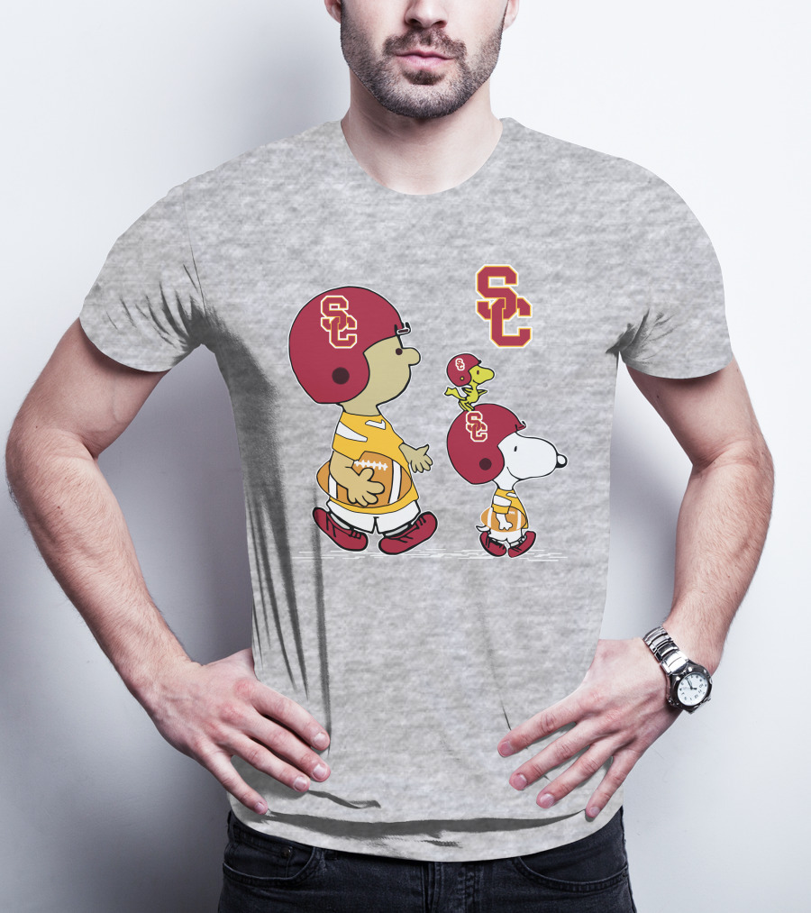 USC Trojans Snoopy Charlie Brown Woodstock Football Helmets T-Shirt