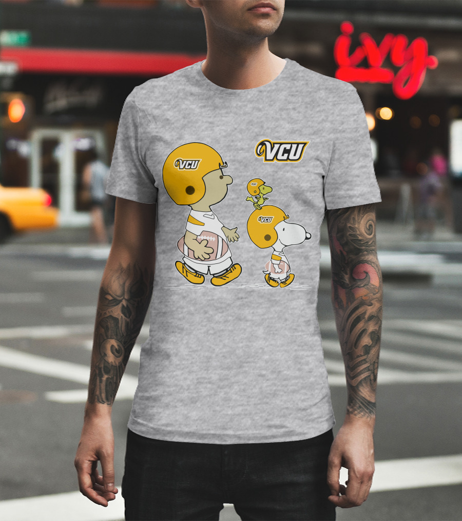 VCU Football Snoopy And Woodstock In Helmets T-Shirt