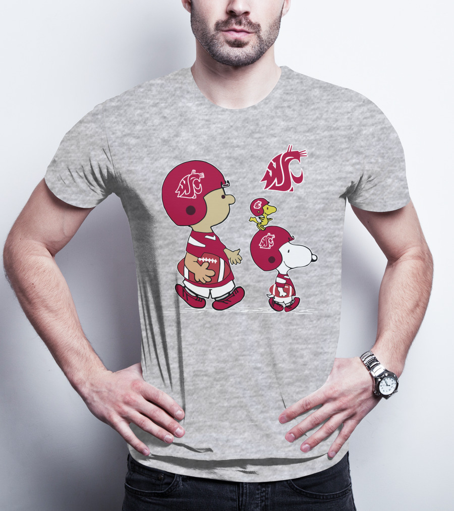 Washington State Cougars Snoopy Football Peanuts T-Shirt