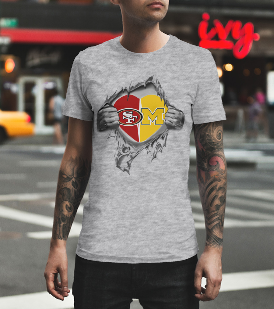 49Ers SF Michigan Wolverines Heart T-Shirt