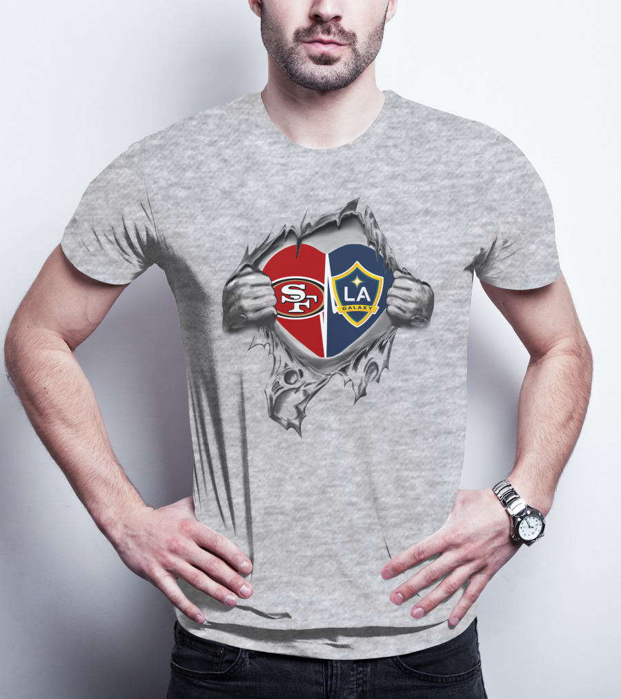 SF 49ers LA Galaxy Heart Symbol With Sports T-Shirt