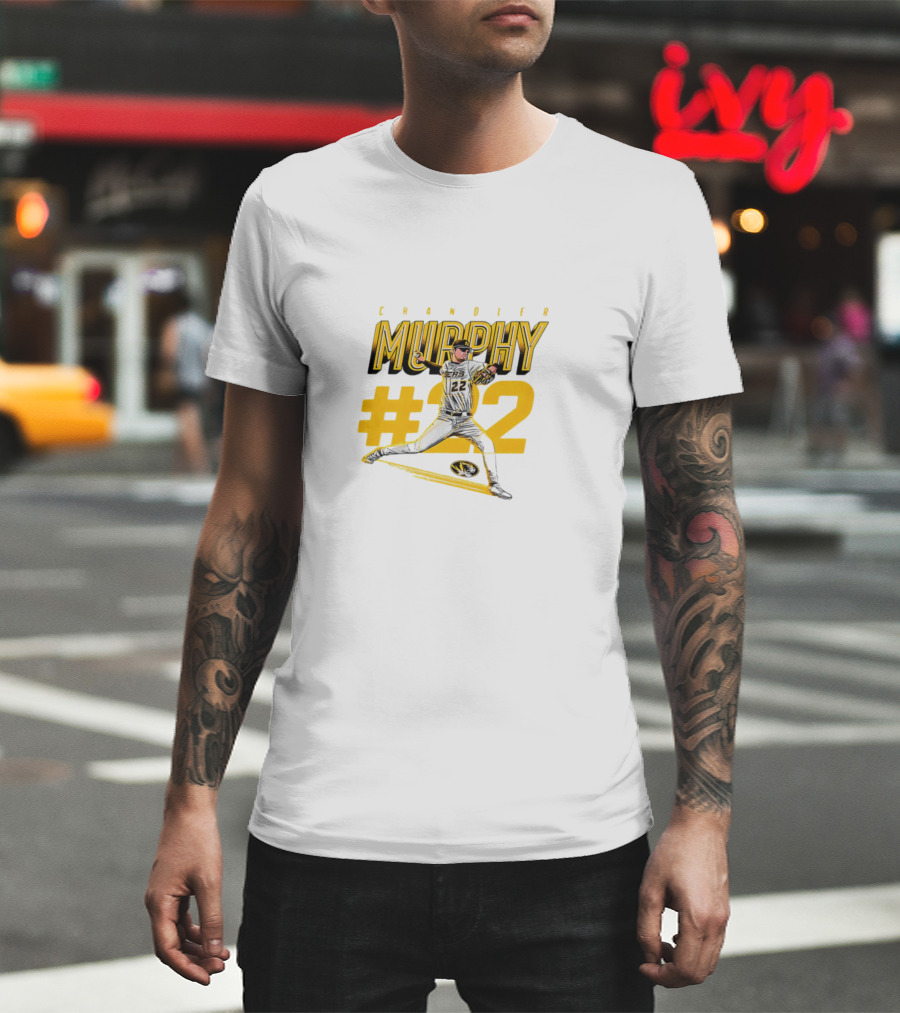 Chandler Murphy Missouri NCAA Baseball #22 Player Action T-Shirt