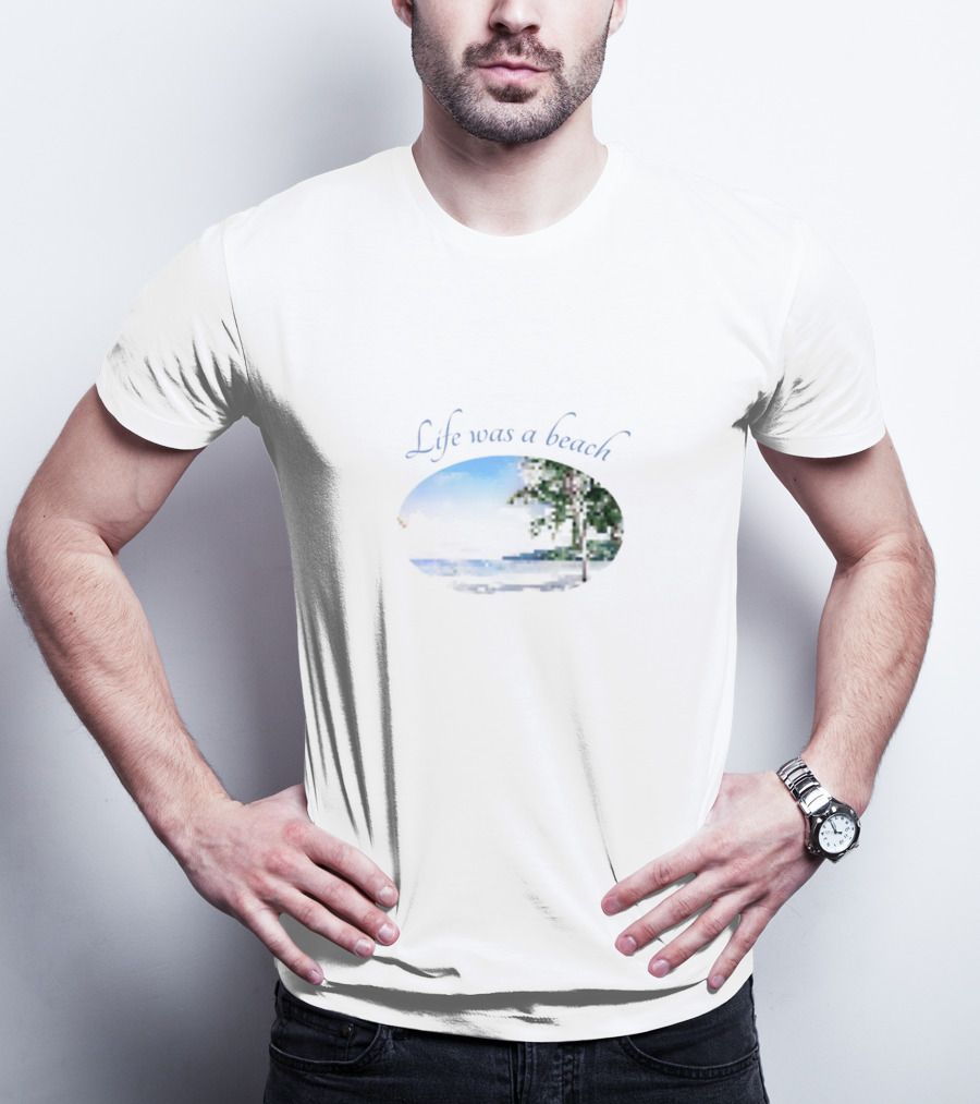 Life Was A Beach Ocean Night Palm Tree Scene T-Shirt
