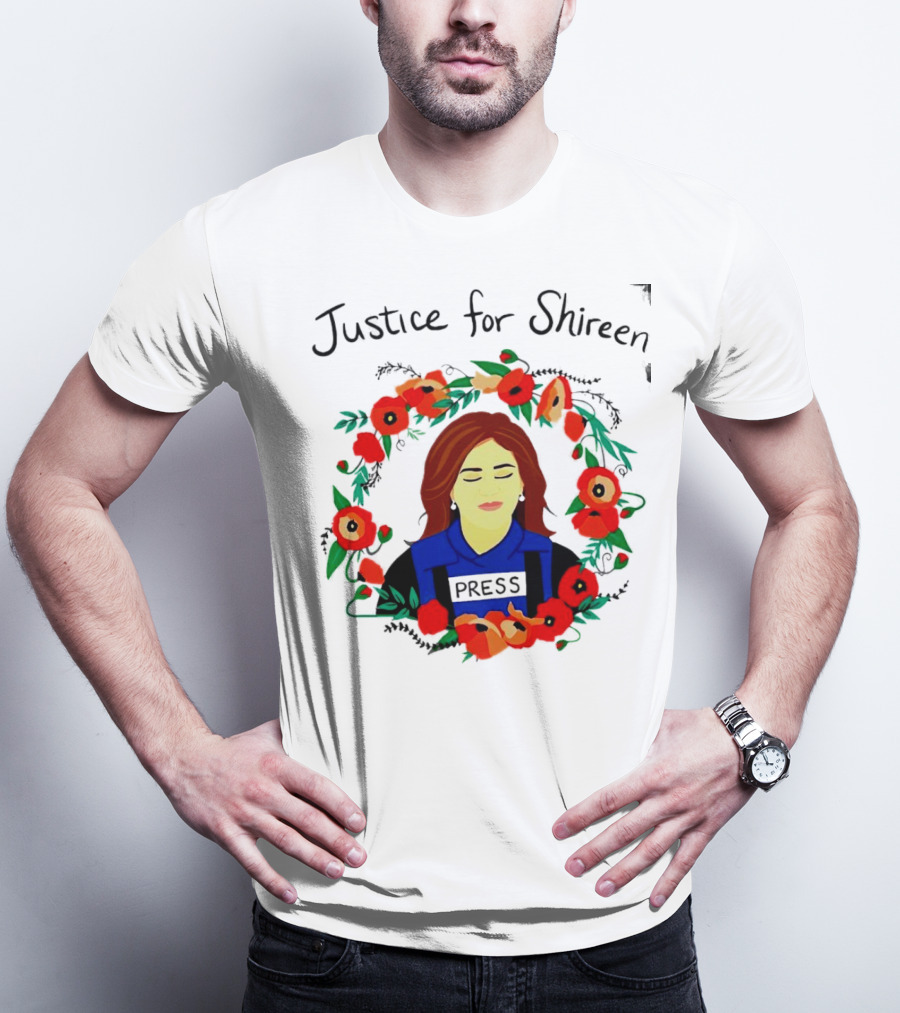 Justice For Shireen Press Floral Wreath T-Shirt
