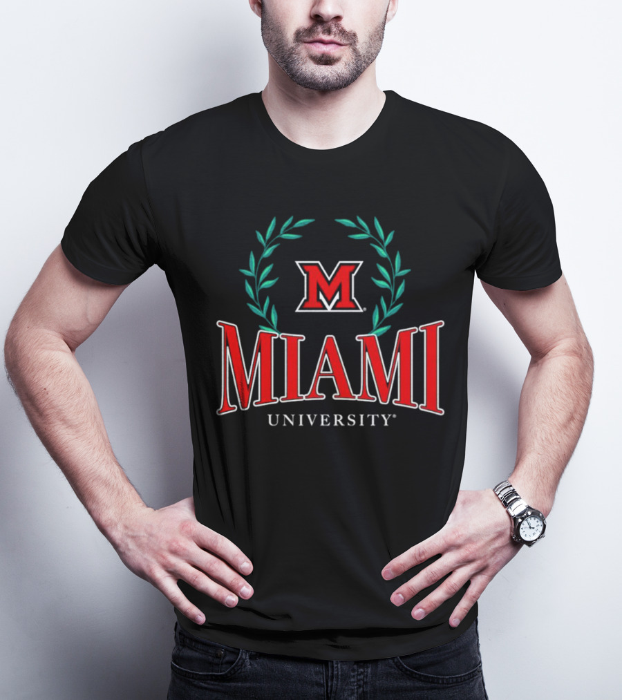 Miami University Red M Laurels Emblem T-Shirt