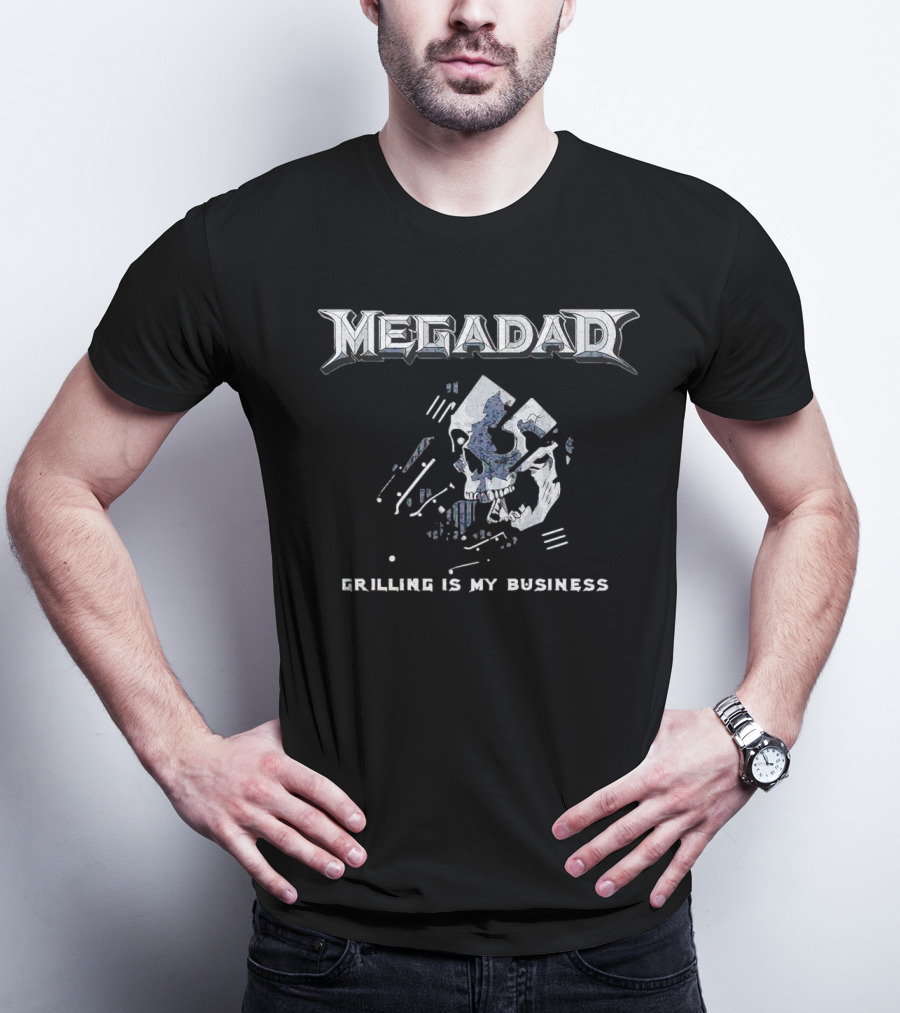 MegaDad Grilling Is My Business Skull T-Shirt