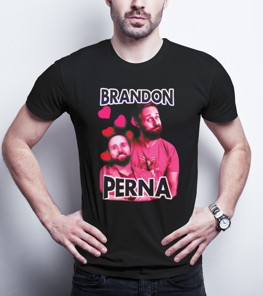 Brandon Perna Heart Icons Red Shirt Pose T-Shirt