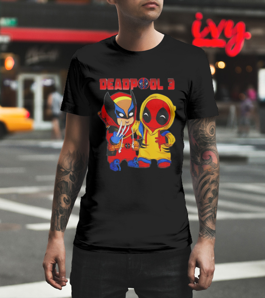 Deadpool 3 Wolverine And Deadpool Cartoon Characters T-Shirt