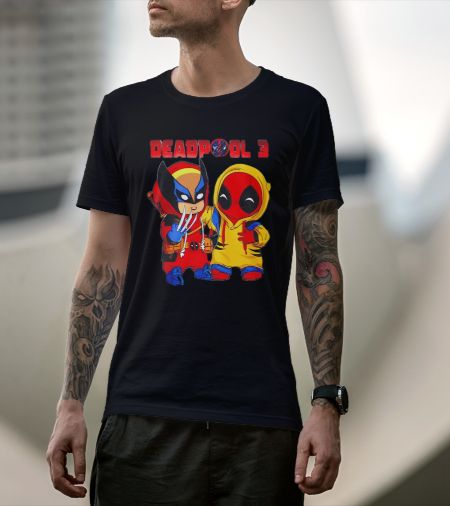 Deadpool 3 Wolverine And Deadpool Cartoon Characters T-Shirt