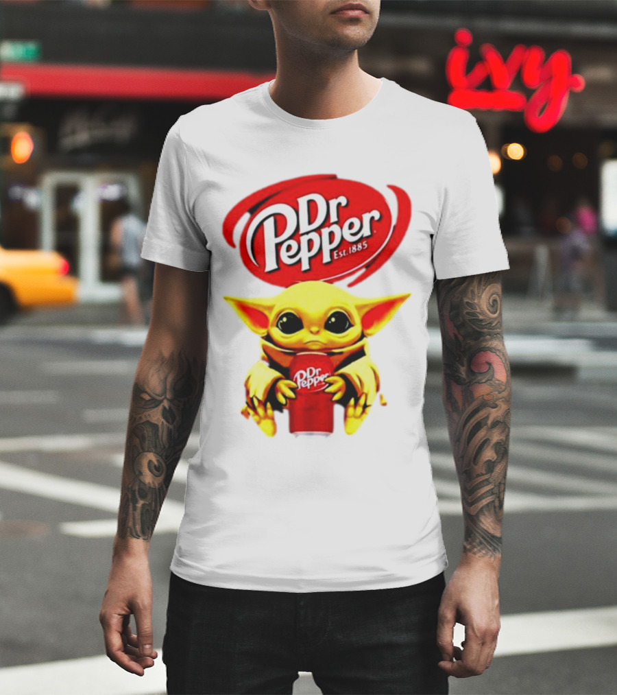 Dr Pepper Baby Yoda Holding Soda Can T-Shirt
