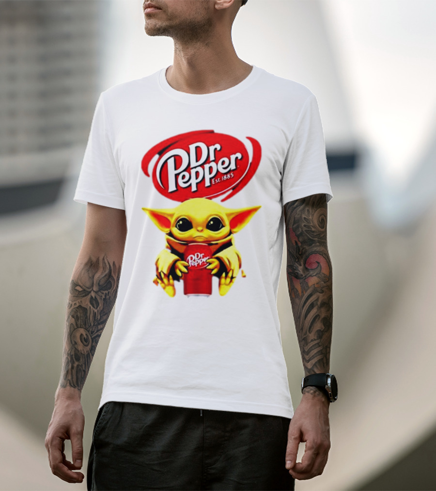 Dr Pepper Baby Yoda Holding Soda Can T-Shirt