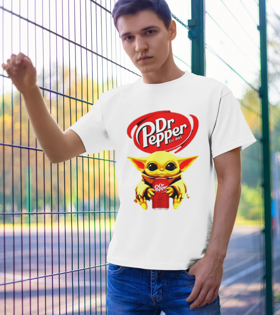 Dr Pepper Baby Yoda Holding Soda Can T-Shirt