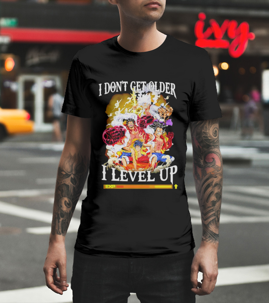 I Don't Get Older I Level Up EXP One Piece Characters T-Shirt