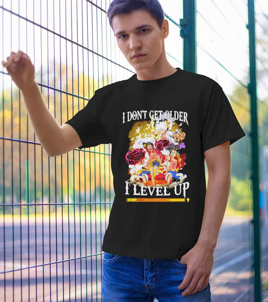 I Don't Get Older I Level Up EXP One Piece Characters T-Shirt