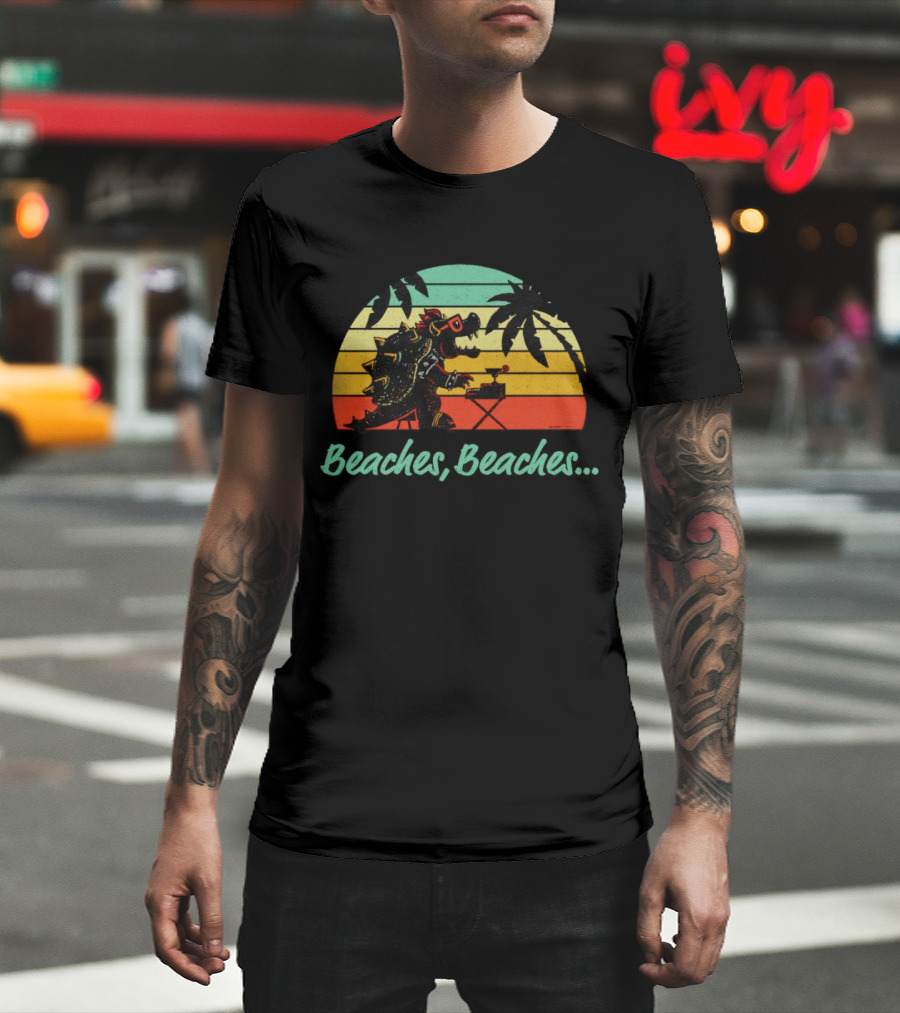 Beaches Beaches Vintage Bowser Retro Sunset T-Shirt