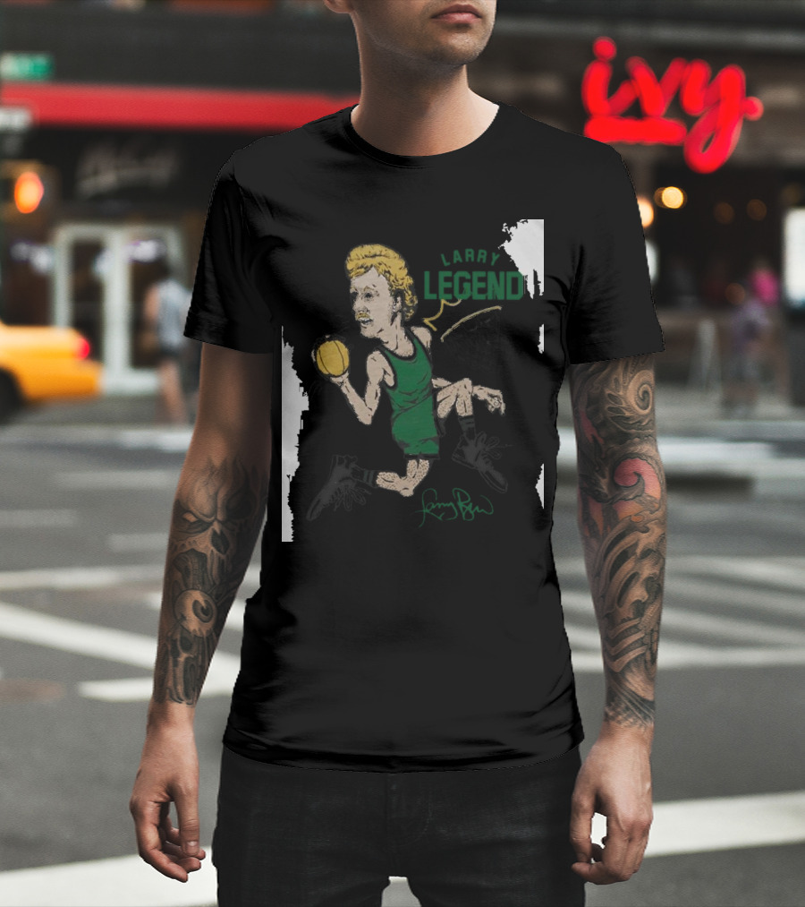 Dave Portnoy Wearing Larry Legend Basketball Art With Larry Bird Signature T-Shirt