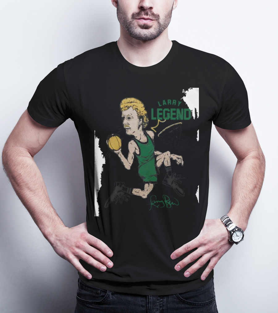 Dave Portnoy Wearing Larry Legend Basketball Art With Larry Bird Signature T-Shirt