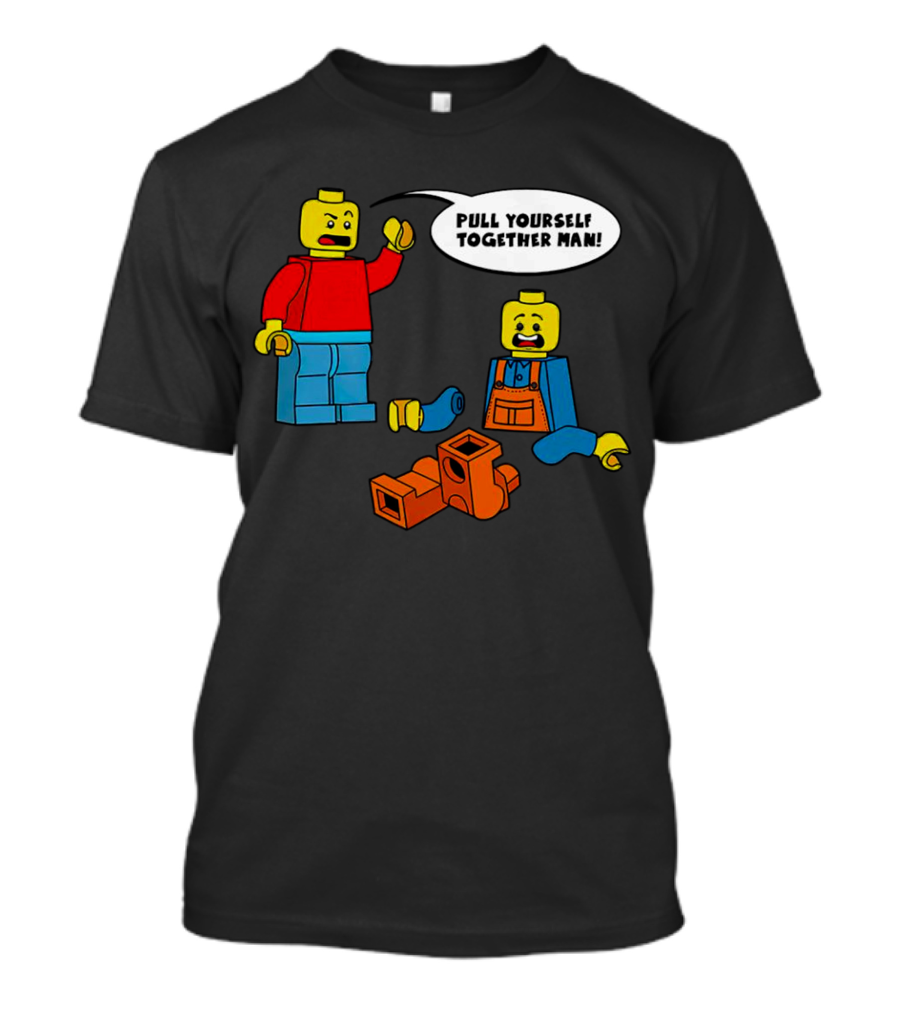 LEGO Figures Pull Yourself Together Man Speech Bubble Playful Scene T-Shirt