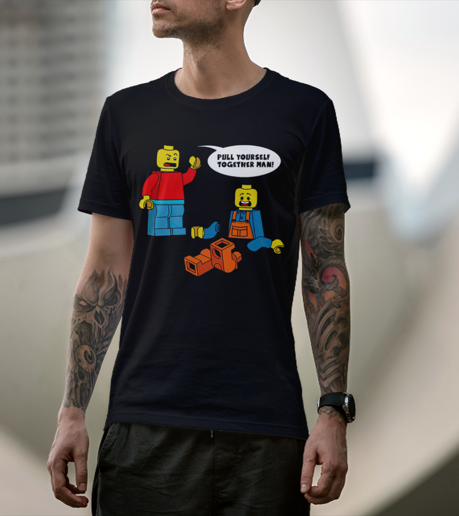 LEGO Figures Pull Yourself Together Man Speech Bubble Playful Scene T-Shirt