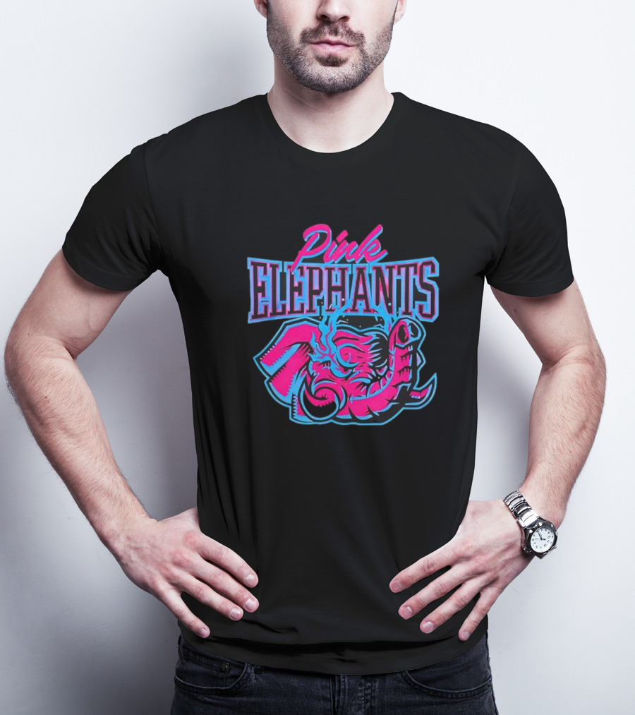 Pink Elephants Neon Retro T-Shirt