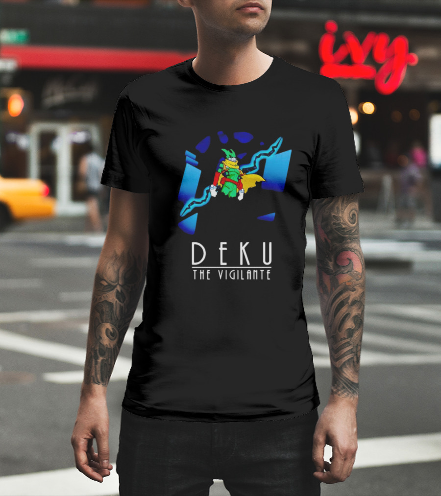 Deku The Vigilante Colorful Hero And Blue Electric Lightning Burst T-Shirt