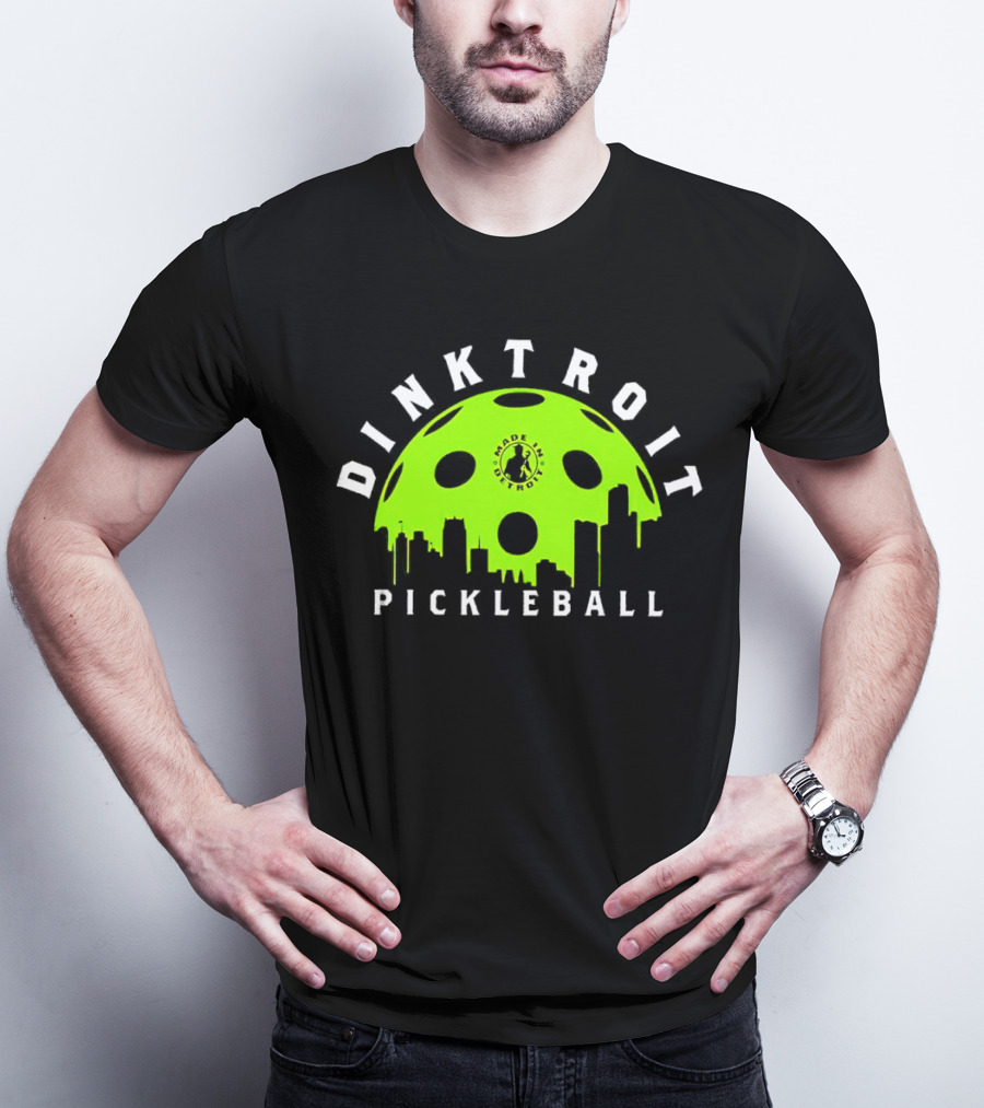 Dinktroit Pickleball Made In Detroit Skyline Ball T-Shirt