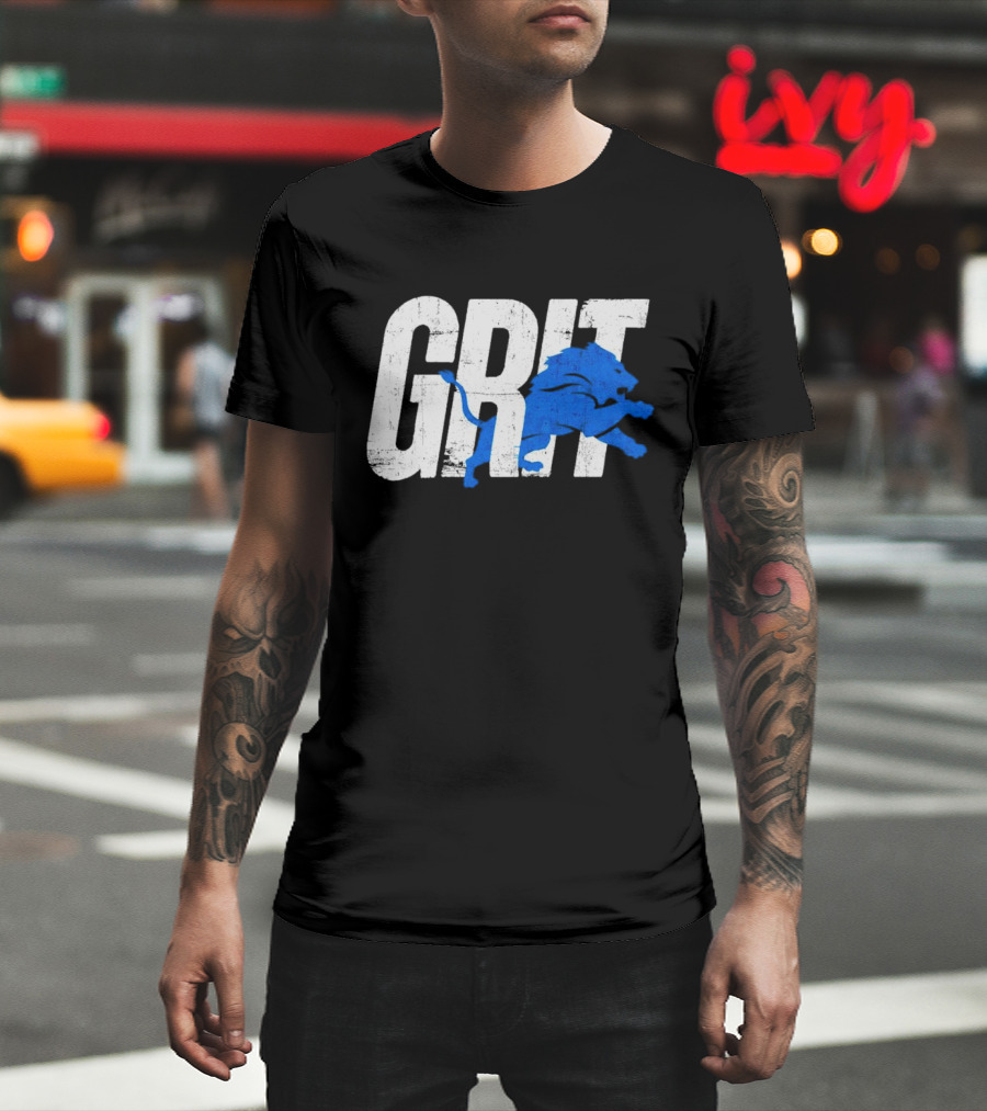 Grit Detroit Lions Blue Lion T-Shirt