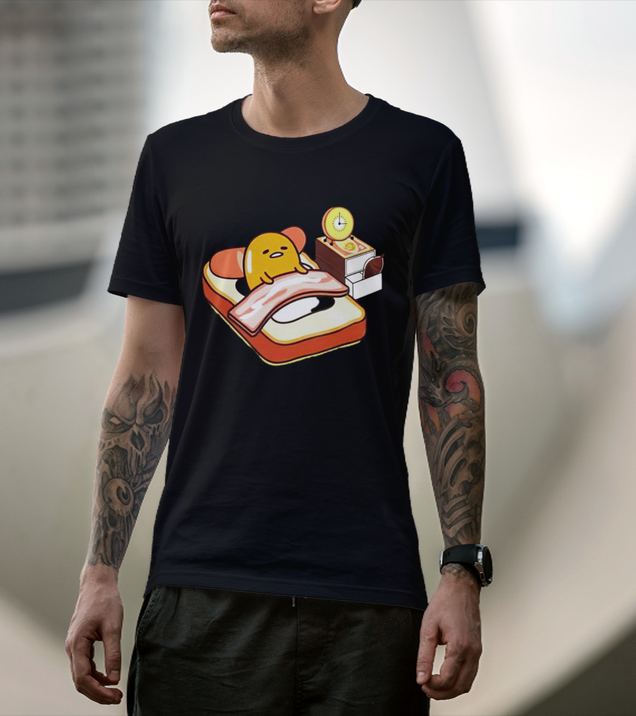 Gudetama Breakfast In Bed With Toast And Bacon T-Shirt