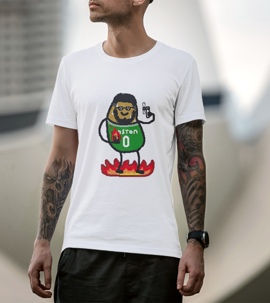 Jayson Tatum Boston NBA Potatum Green Jersey Fire T-Shirt