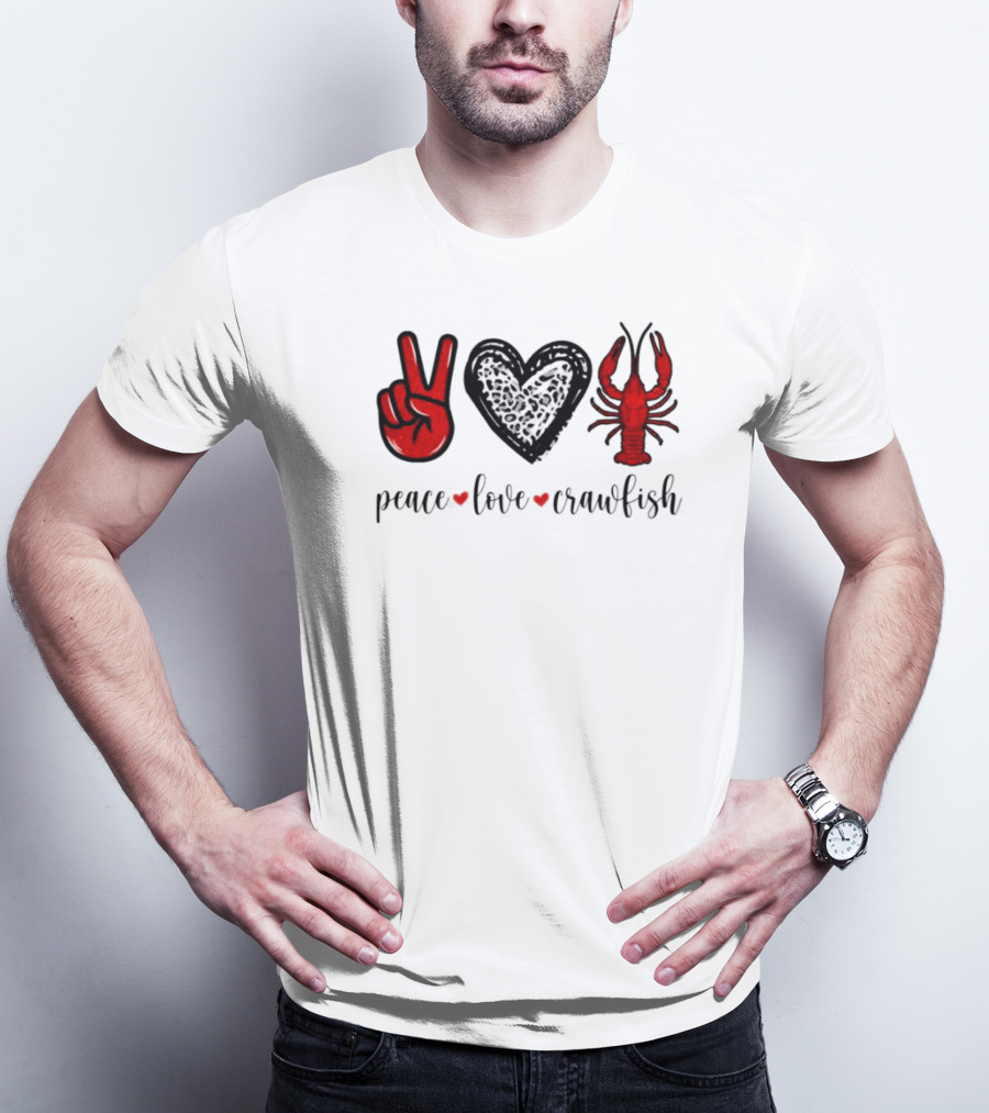 Peace Love Crawfish Iconic Symbols T-Shirt