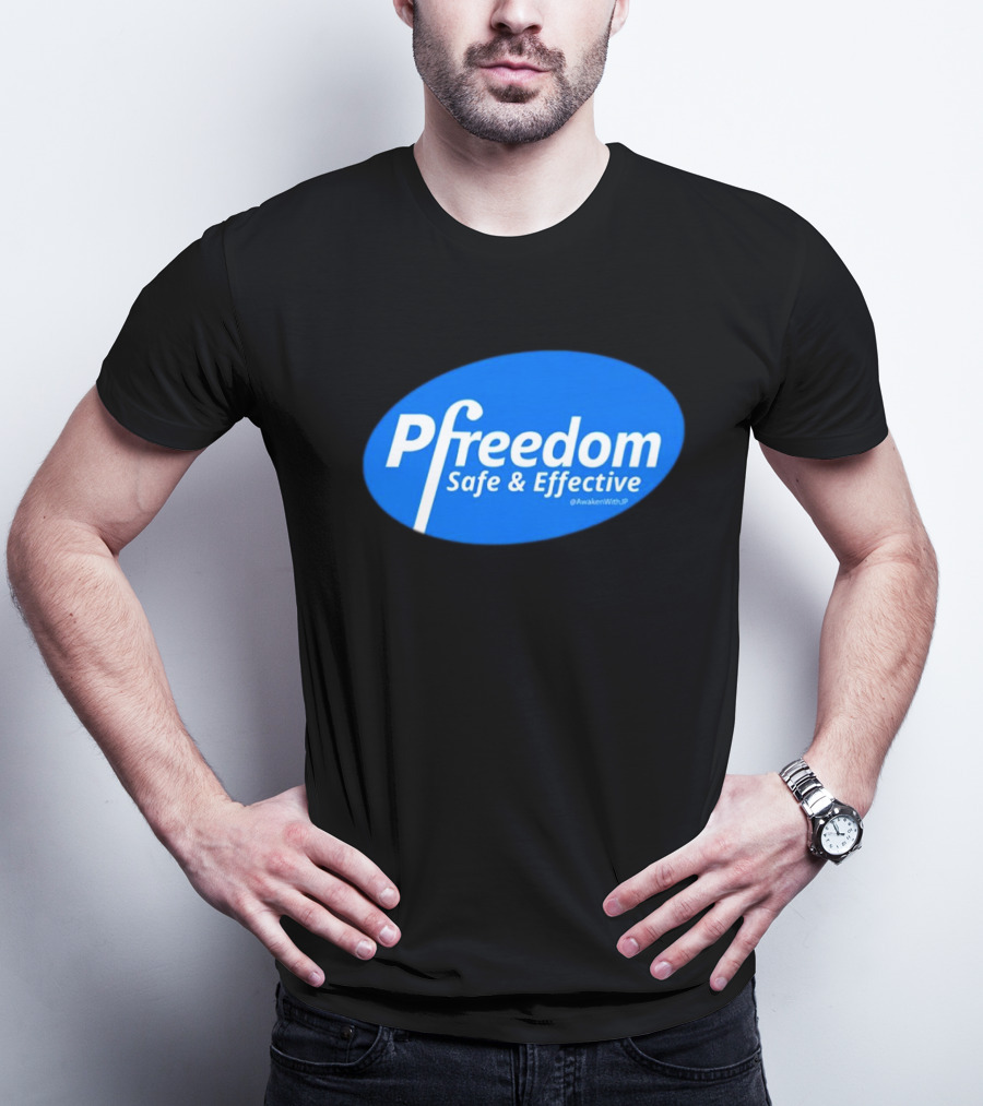 Pfreedom Safe And Effective @AwakenWithJP Blue Oval T-Shirt