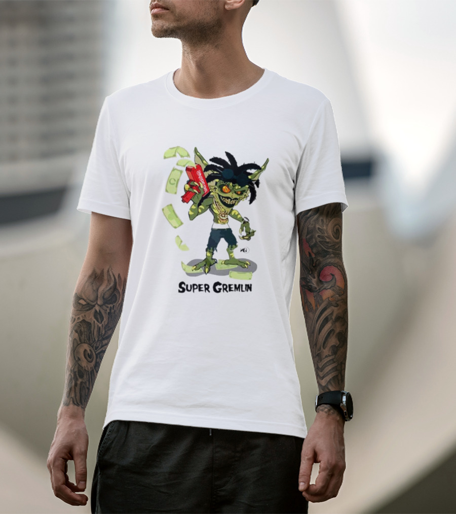 Sniper Gang Super Gremlin Cartoon With Cash And Red Gun T-Shirt
