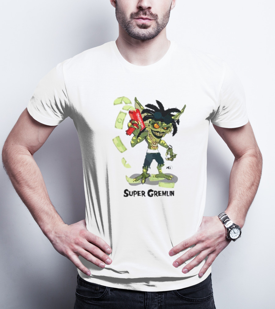 Sniper Gang Super Gremlin Cartoon With Cash And Red Gun T-Shirt